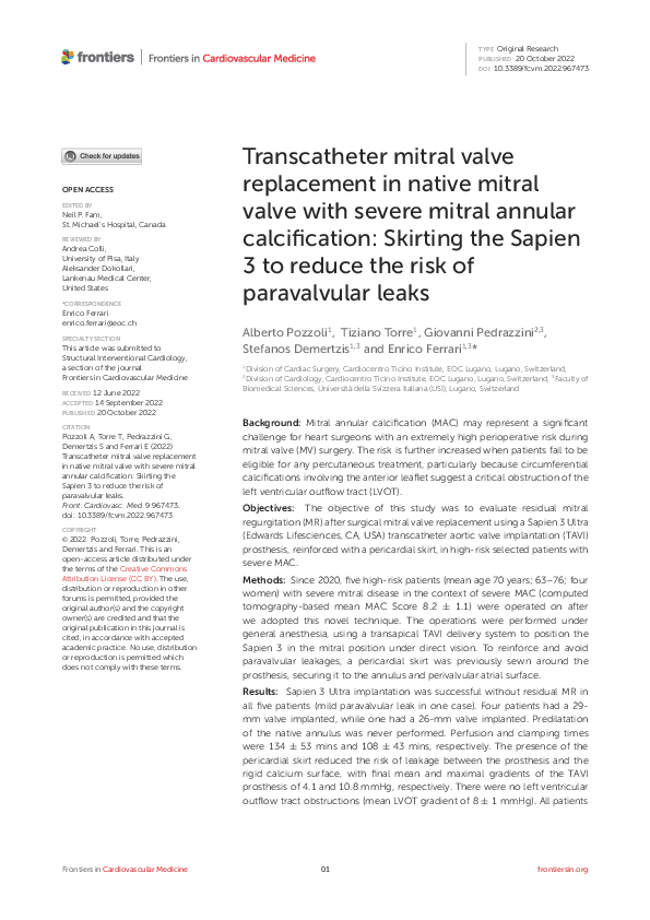 (PDF) Transcatheter mitral valve replacement in native mitral valve with severe mitral annular ...