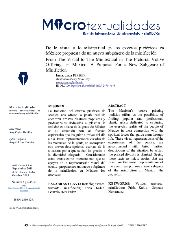 (PDF) De lo visual a lo minitextual los exvotos pictóricos en México: propuesta de un nuevo ...