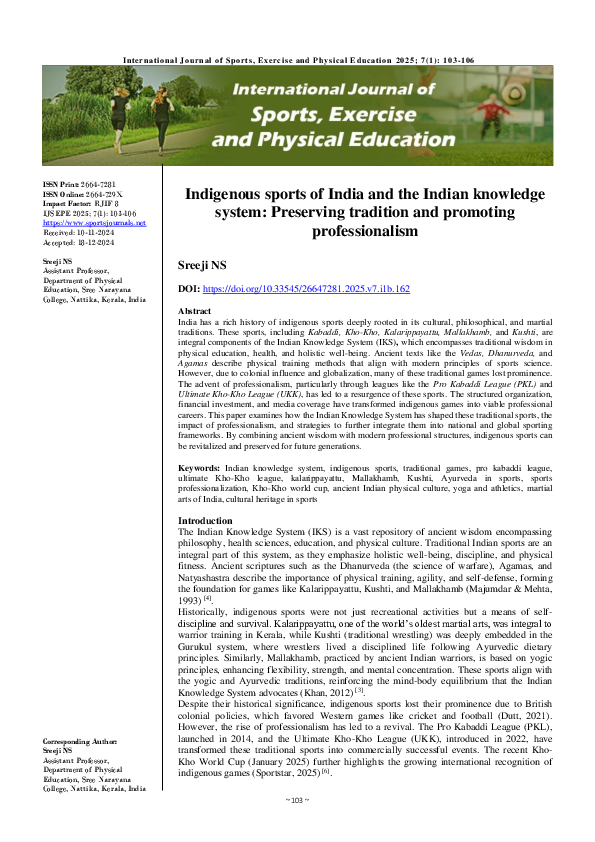 (PDF) Indigenous sports of India and the Indian knowledge system ...