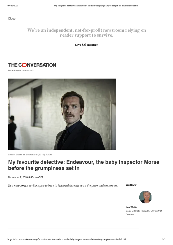 (PDF) My favourite detective: Endeavour, the baby Inspector Morse ...