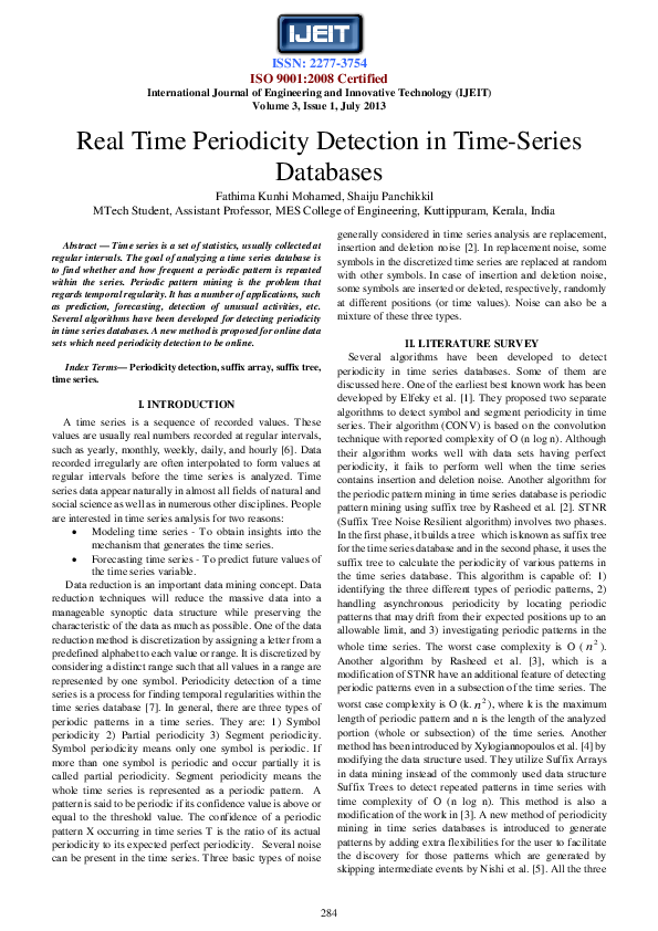 (PDF) Real Time Periodicity Detection in Time-Series Databases