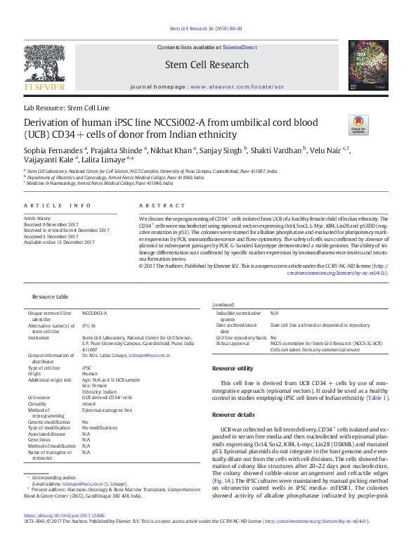 (PDF) Derivation of human iPSC line NCCSi002-A from umbilical cord ...