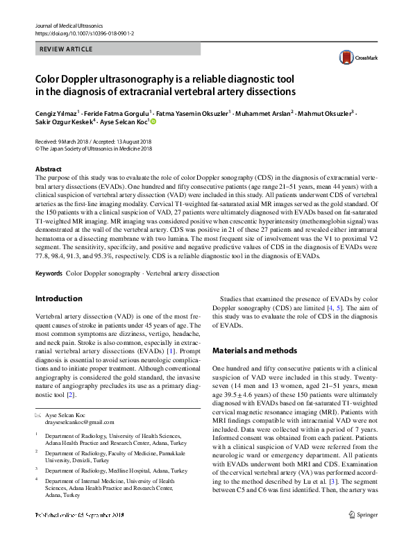 (PDF) Color Doppler ultrasonography is a reliable diagnostic tool in the diagnosis of ...