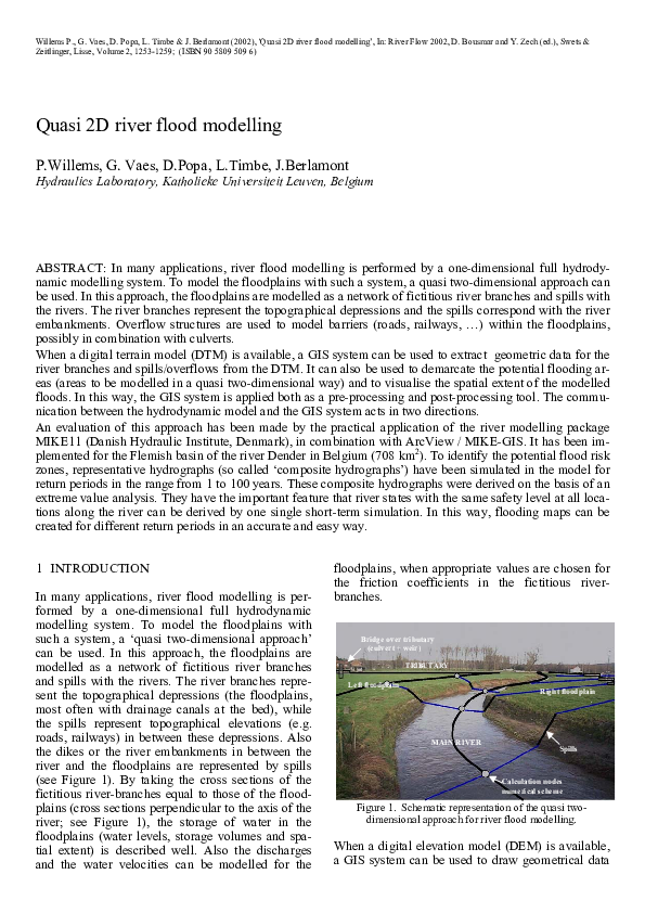 (PDF) Quasi 2D river flood modelling