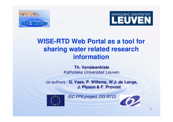 (PDF) WISE-RTD Web Portal as a tool for sharing water related research ...