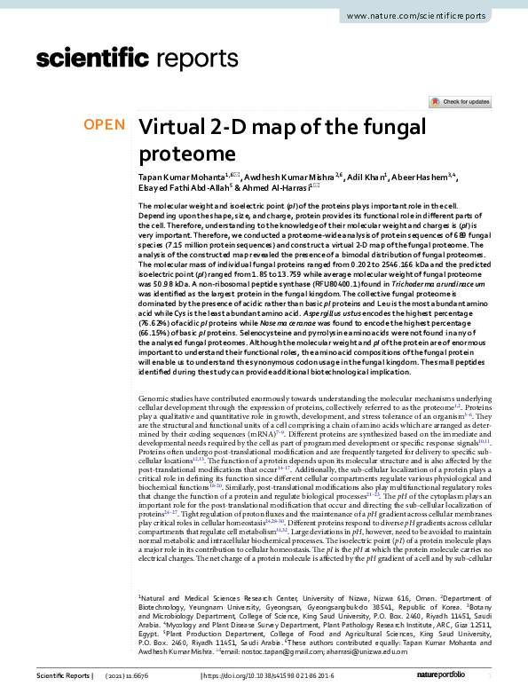 (PDF) Virtual 2-D map of the fungal proteome