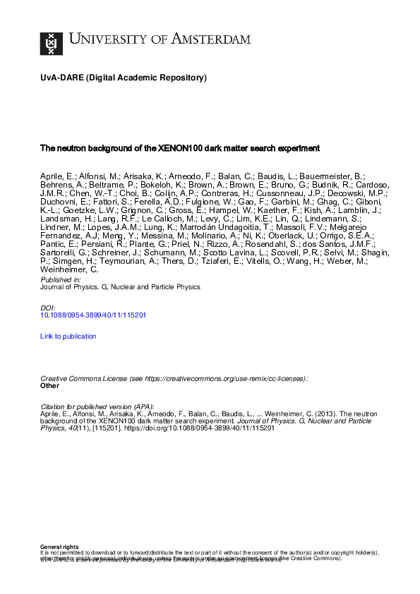 (PDF) The neutron background of the XENON100 dark matter search experiment