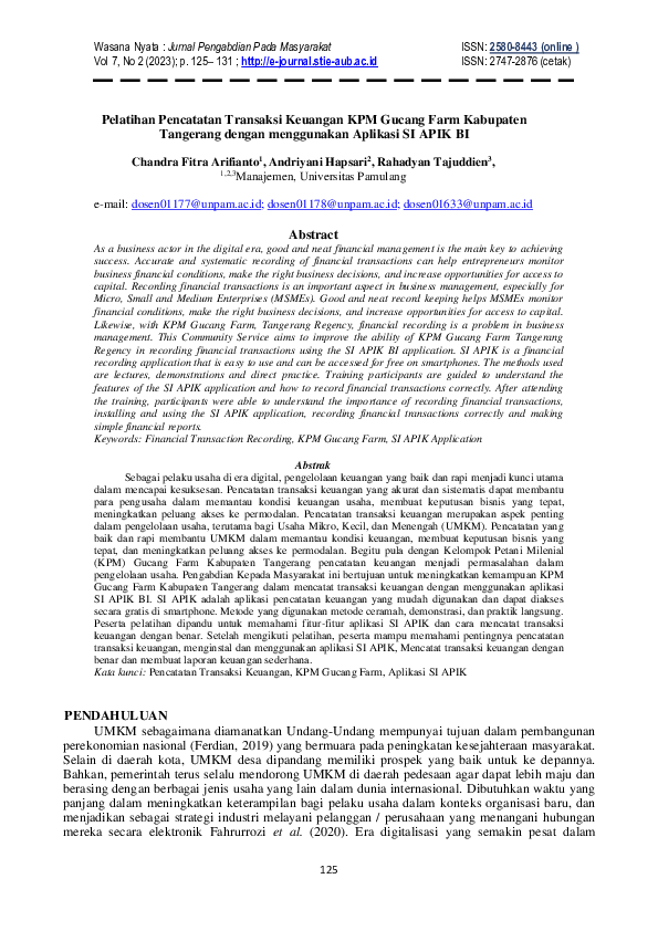 (PDF) Pelatihan Pencatatan Transaksi Keuangan KPM Gucang Farm Kabupaten ...