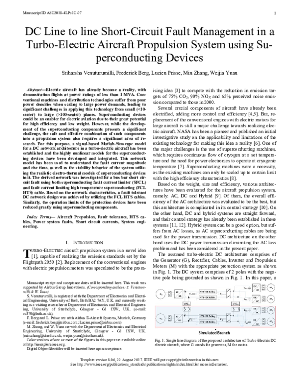 (PDF) DC Line to Line Short-Circuit Fault Management in a Turbo ...