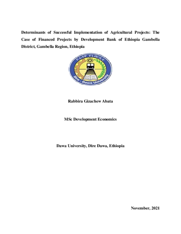 (PDF) Determinants of Successful Implementation of Agricultural ...