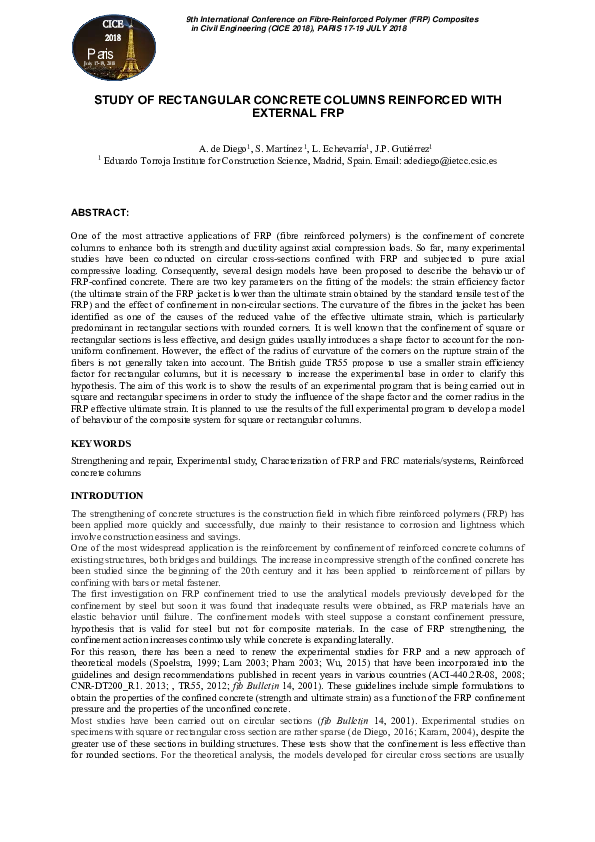(PDF) Study of rectangular concrete columns reinforced with external FRP