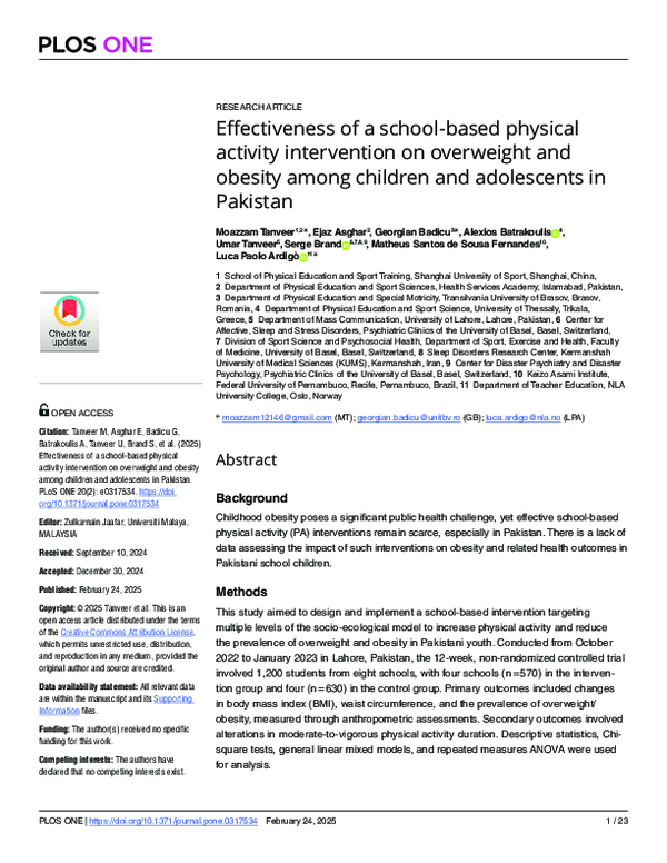 (PDF) Effectiveness of a school-based physical activity intervention on overweight and obesity ...