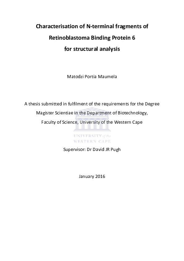 (PDF) Characterisation of N-terminal fragments of Retinoblastoma ...