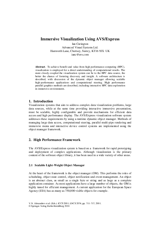(PDF) Immersive Visualization Using AVS/Express