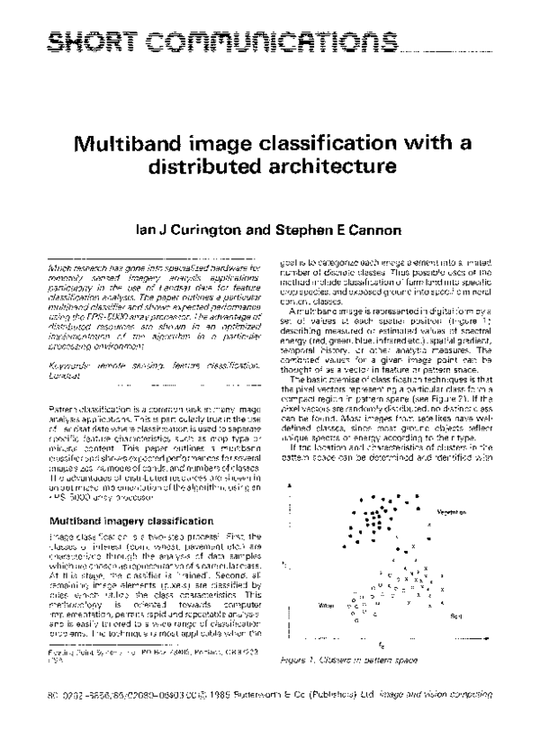 Pdf Multiband Image Classification With A Distributed Architecture