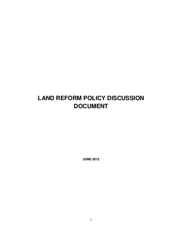 (PDF) LAND REFORM POLICY DISCUSSION DOCUMENT