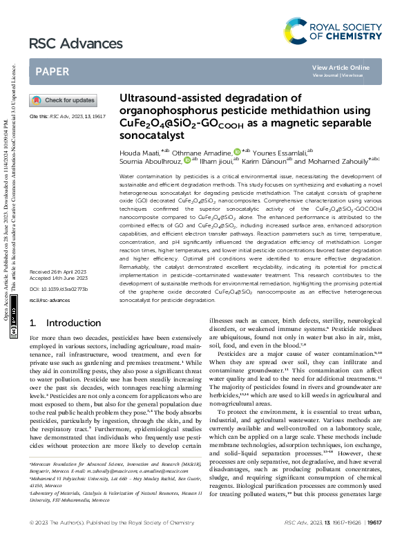 (PDF) Ultrasound-assisted degradation of organophosphorus pesticide ...