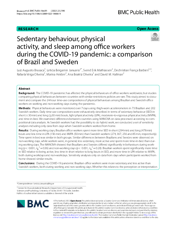 (PDF) Sedentary and Physical Activity Behavior in “Blue-Collar” Workers: A Systematic Review of ...