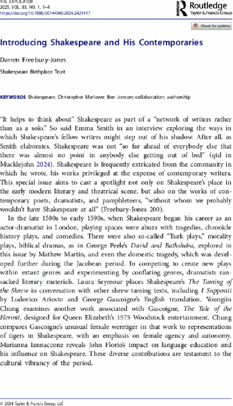 (PDF) Introducing Shakespeare and His Contemporaries