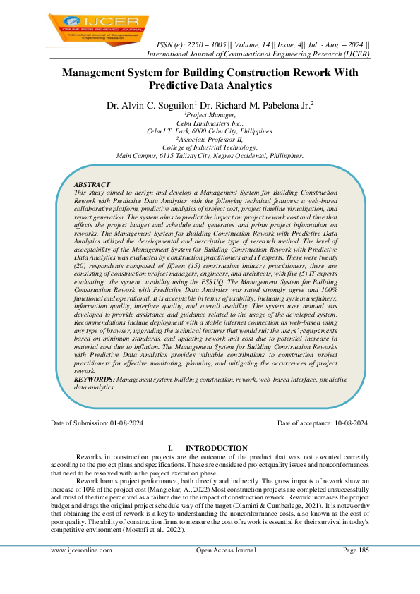 (PDF) Management System for Building Construction Rework With ...