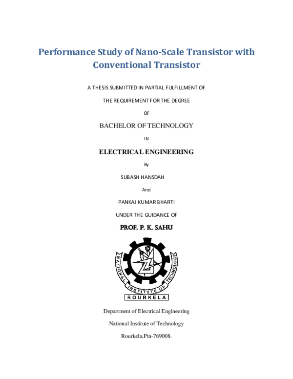 (PDF) Performance Study of Nano-Scale Transistor withConventional ...