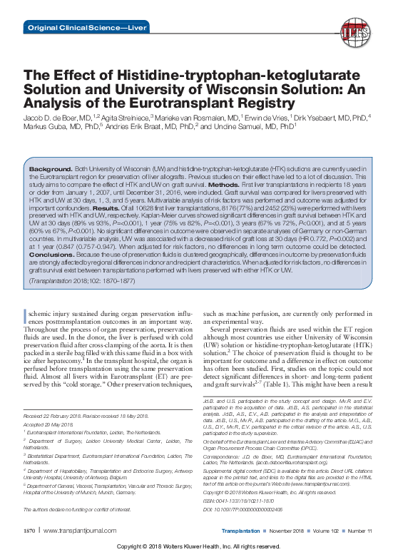 (PDF) The Effect of Histidine-tryptophan-ketoglutarate Solution and ...