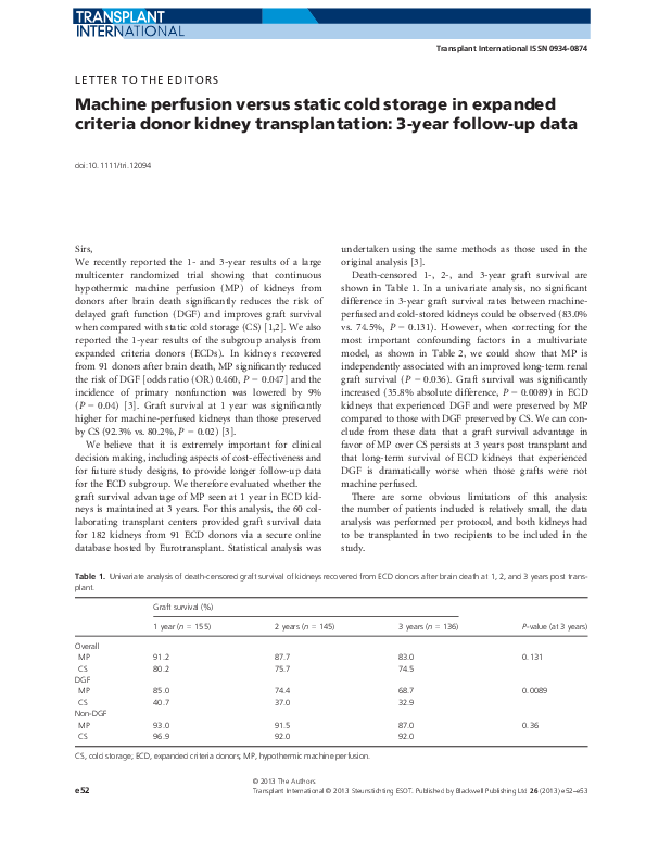 (PDF) Machine perfusion versus static cold storage in expanded criteria ...
