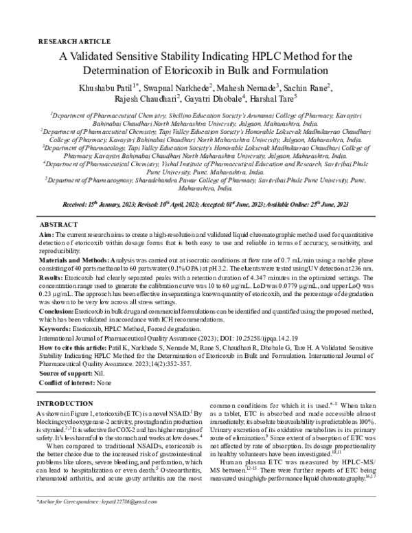 (PDF) A Validated Sensitive Stability Indicati