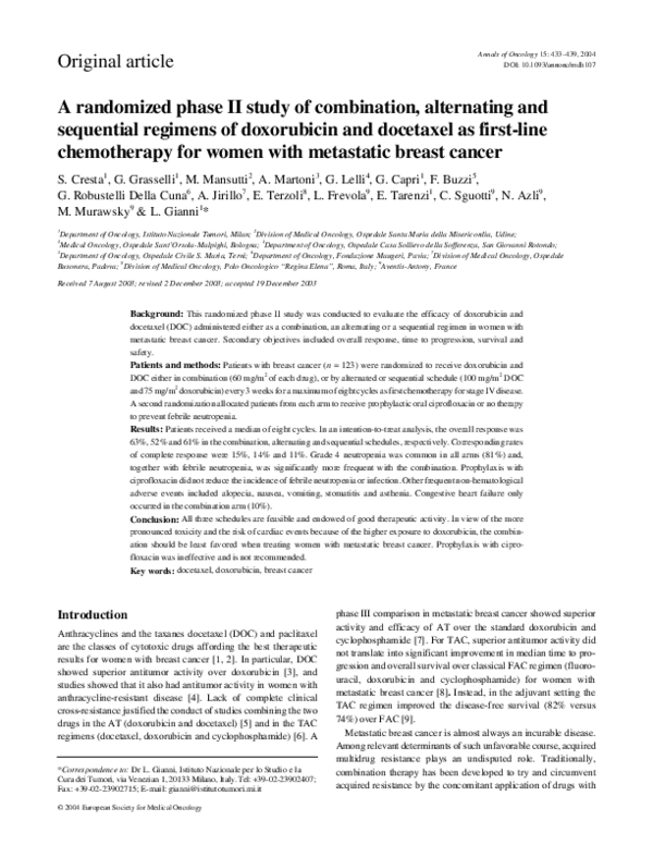 (PDF) A randomized phase II study of combination, alternating and sequential regimens of ...