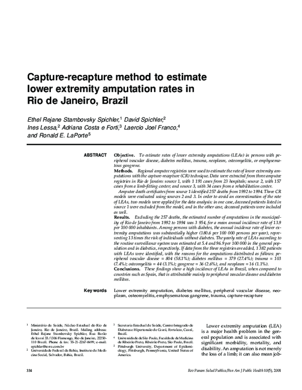 (PDF) Capture-recapture method to estimate lower extremity amputation ...