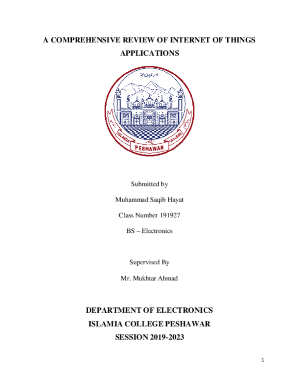 (PDF) A COMPREHENSIVE REVIEW OF INTERNET OF THINGS APPLICATIONS