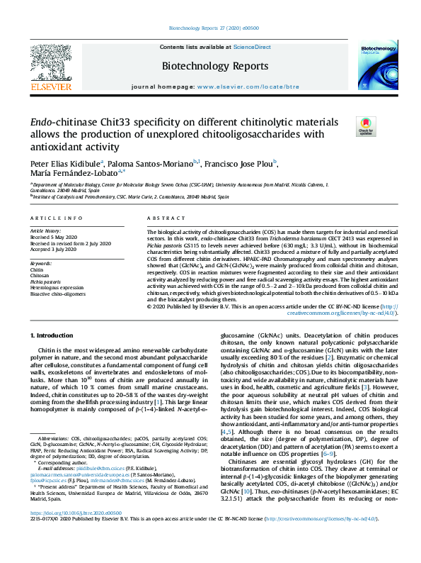 (PDF) Endo-chitinase Chit33 specificity on different chitinolytic ...