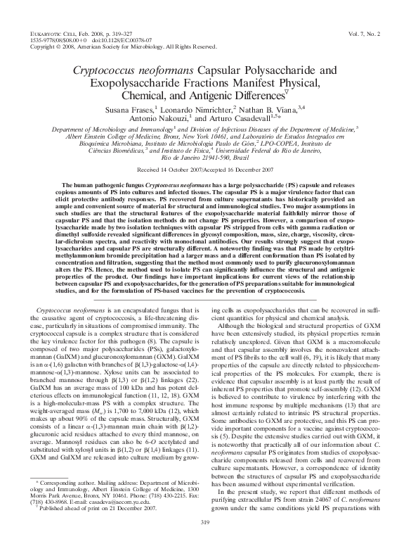 (PDF) Cryptococcus neoformans Capsular Polysaccharide and ...