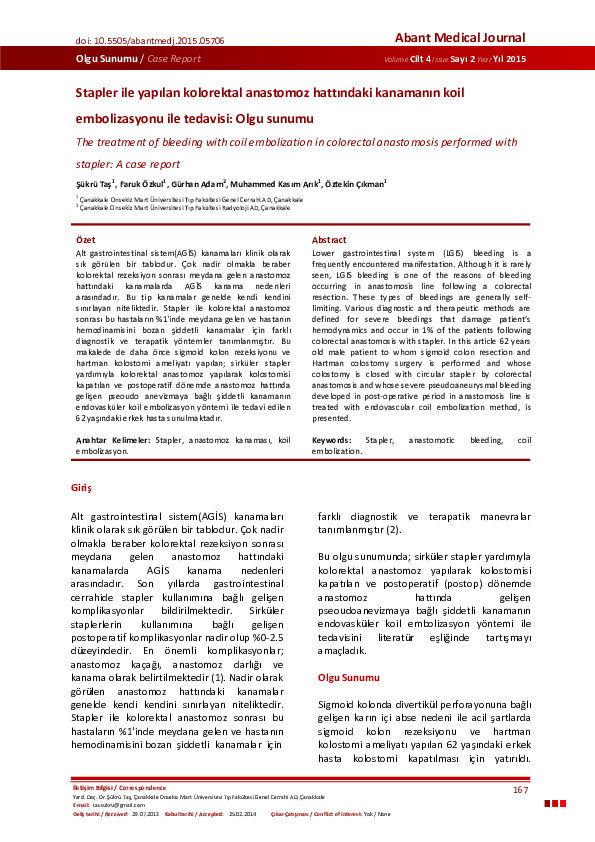(PDF) The treatment of bleeding with coil embolization in colorectal ...