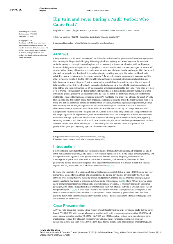 (PDF) Hip Pain and Fever During a Nadir Period: Who Came First?