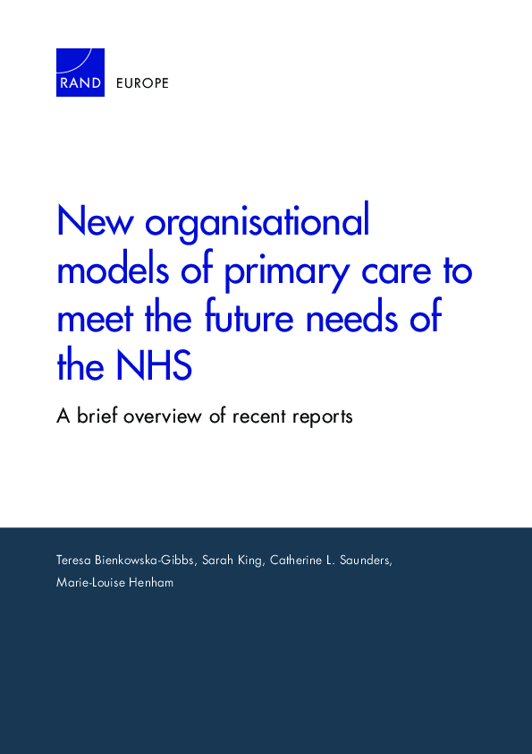 (PDF) New organisational models of primary care to meet the future ...