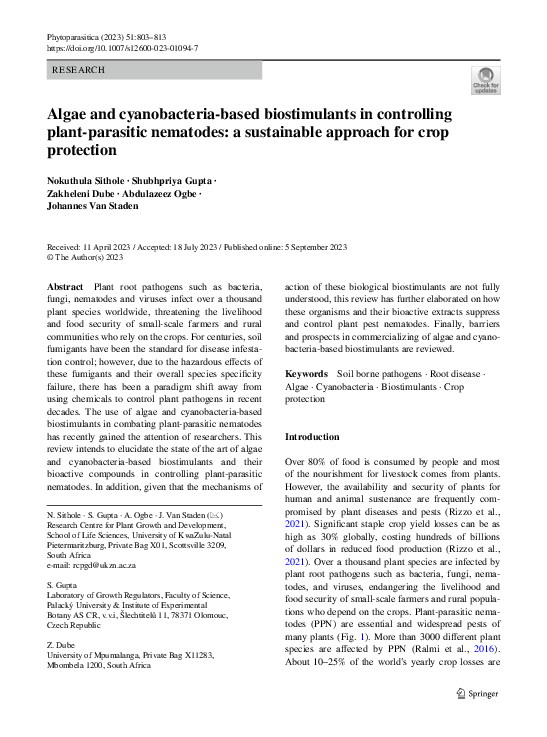 (PDF) Algae and cyanobacteria-based biostimulants in controlling plant ...