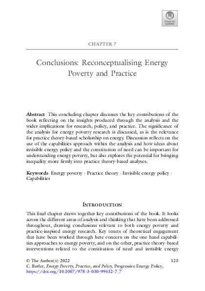 (PDF) Conclusions: Reconceptualising Energy Poverty and Practice