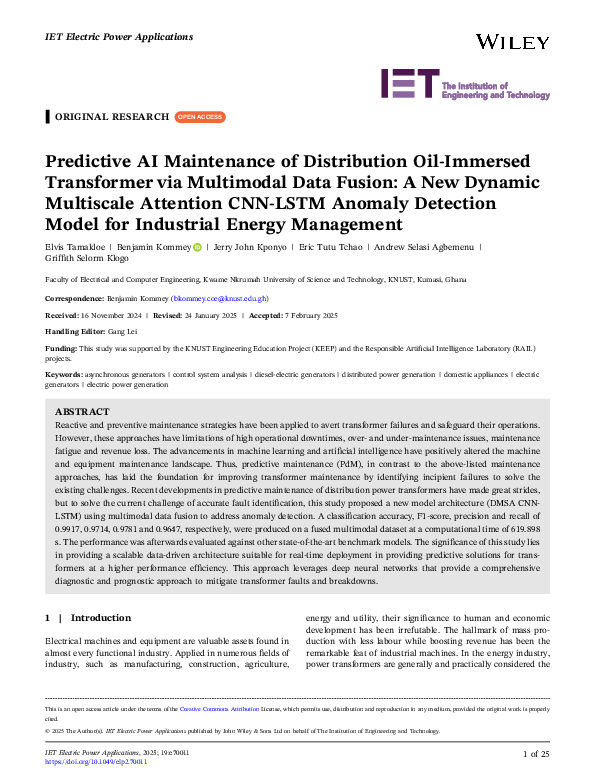 (PDF) Predictive AI Maintenance of Distribution Oil-Immersed ...