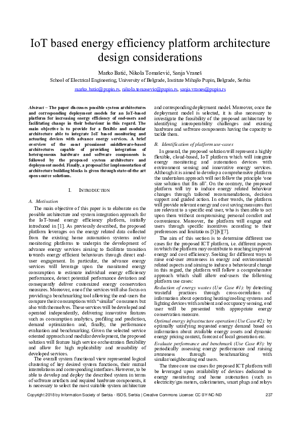 (PDF) IoT based energy efficiency platform architecture design ...