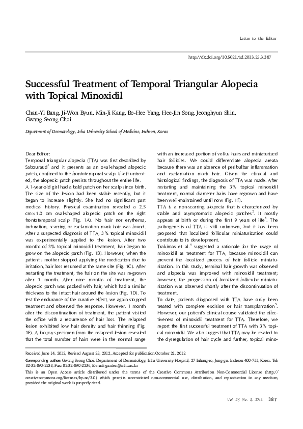 (PDF) Successful Treatment of Temporal Triangular Alopecia with Topical ...