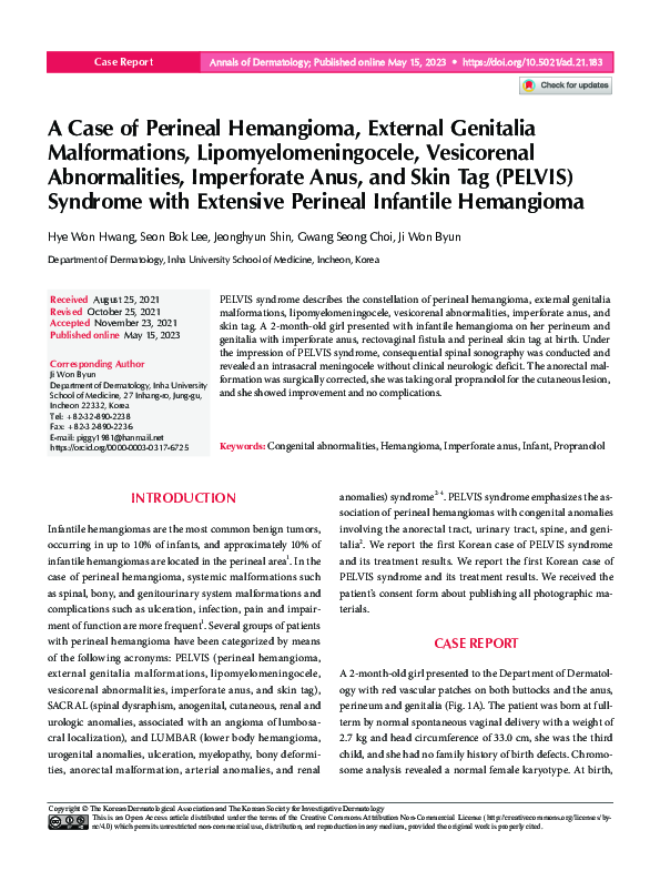 (PDF) A Case of Perineal Hemangioma, External Genitalia Malformations ...