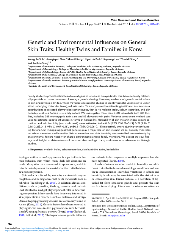 (PDF) Genetic and Environmental Influences on General Skin Traits ...