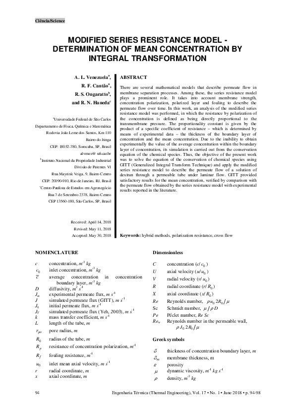(PDF) Modified Series Resistance Model - Determination of Mean ...