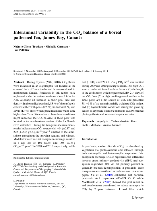 (PDF) Interannual variability in the CO2 balance of a boreal patterned ...
