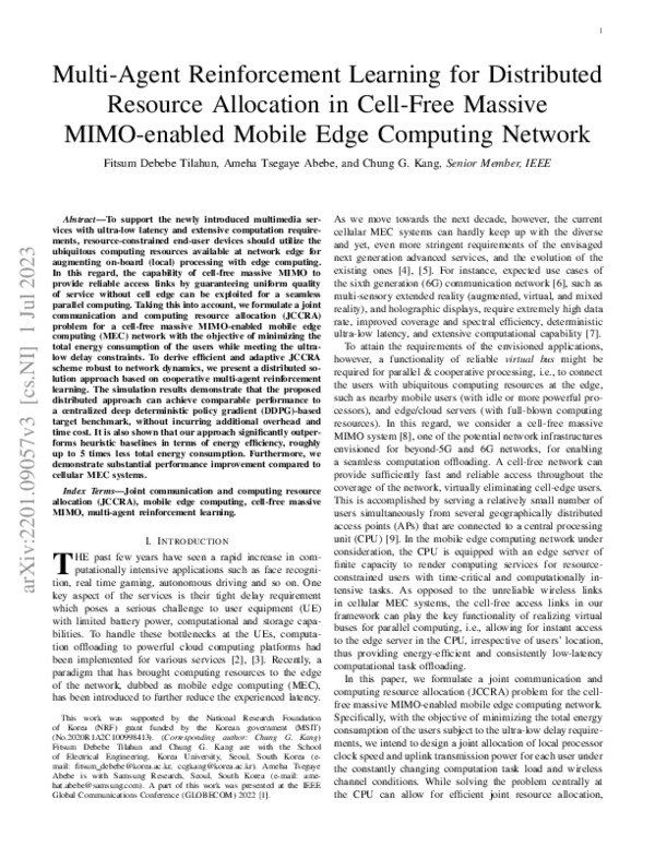 (PDF) Multi-Agent Reinforcement Learning for Distributed Joint Communication and Computing ...