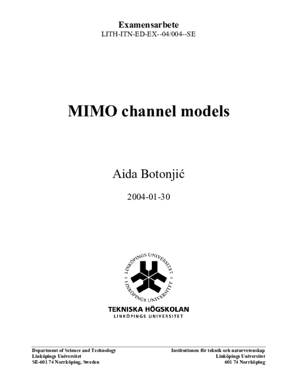 (PDF) MIMO Channel Models