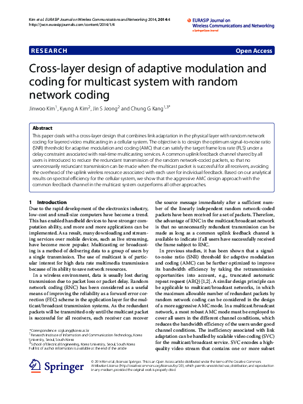 (PDF) Cross-layer design of adaptive modulation and coding for ...