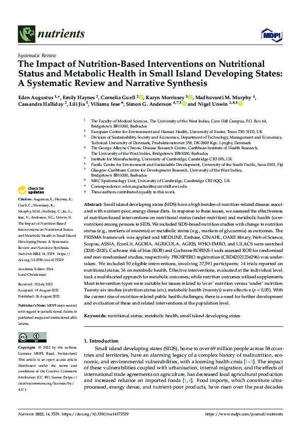 (PDF) The Impact of Nutrition-Based Interventions on Nutritional Status ...