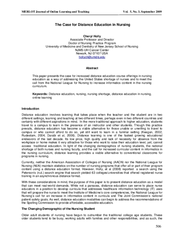 (PDF) The Case for Distance Education in Nursing
